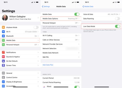What does low data mode on iPhone mean?
