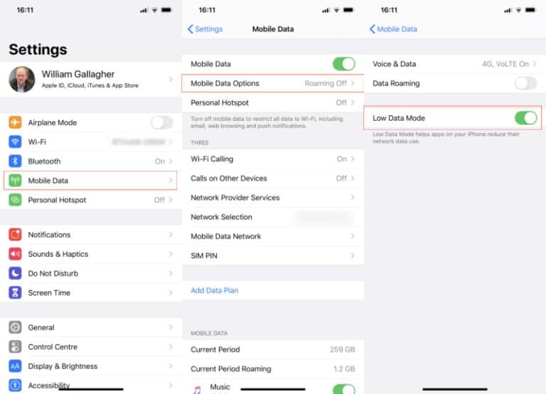 What does low data mode on iPhone mean?